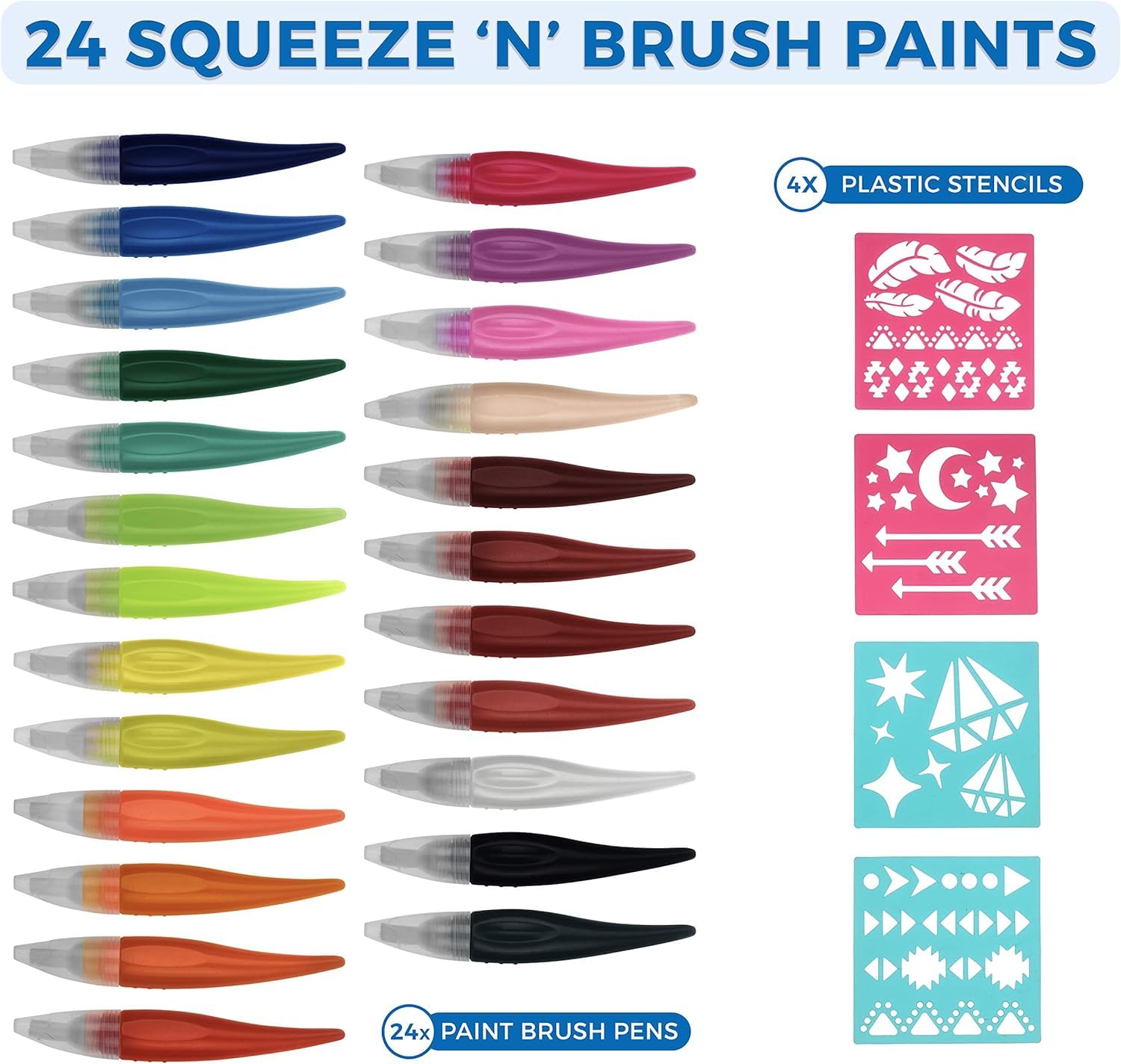Snapklik.com : KEFF 24 Vibrant Colors Squeeze N Brush Washable Paint ...