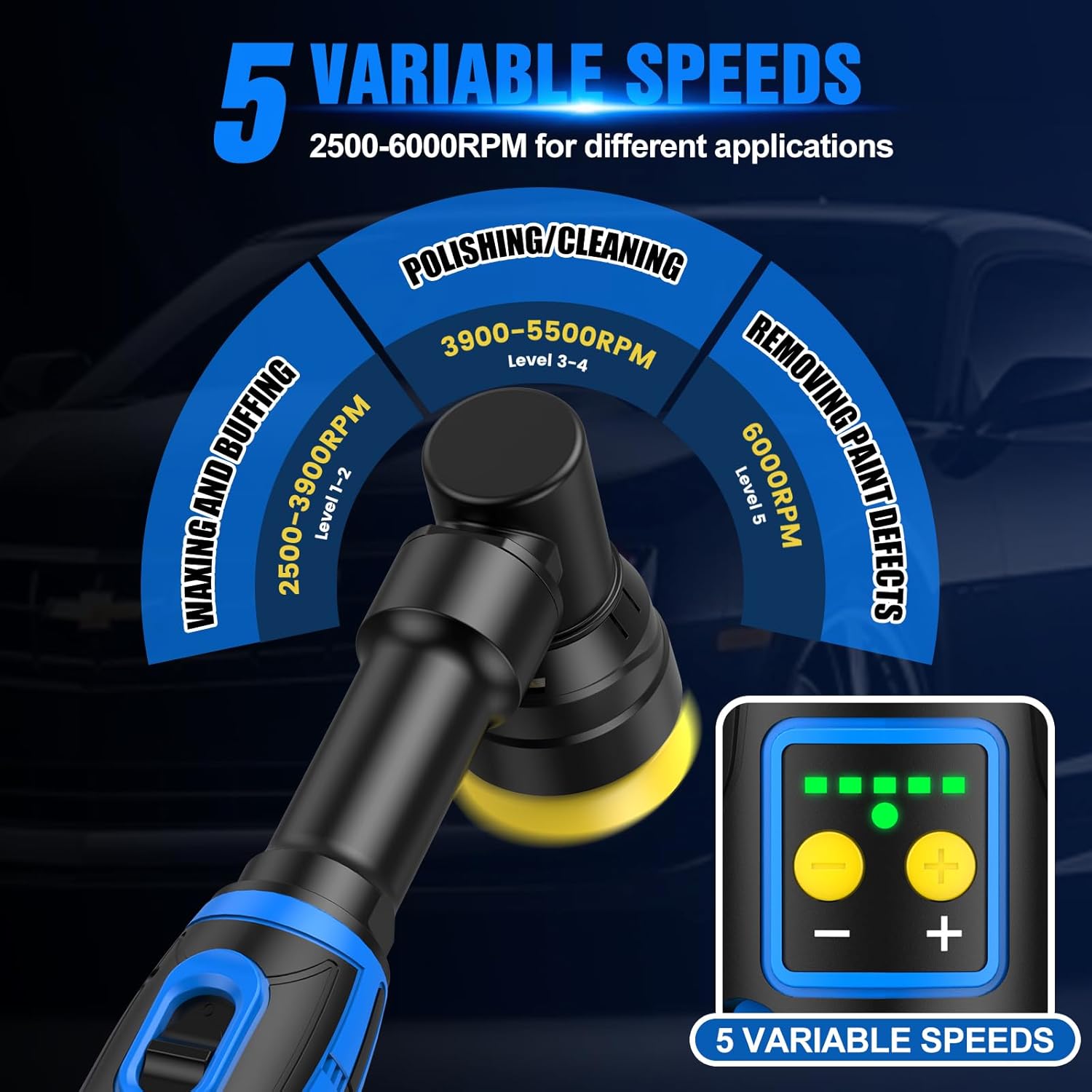 Avhrit Mini pulidor de automóvil, amortiguador orbital inalámbrico con ...