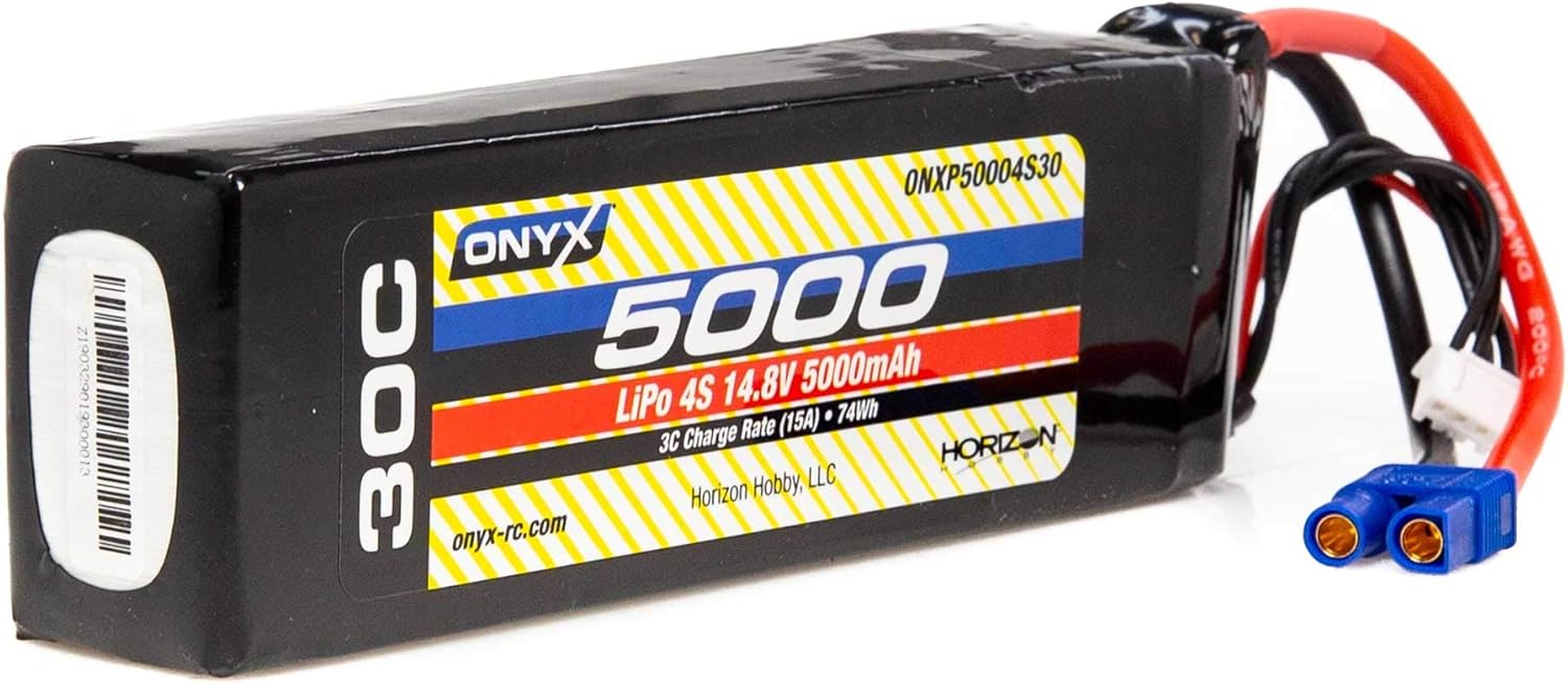 Amazon.com: Onyx 14.8V 5000mAh 4S 30C LiPo Battery EC3 ONXP50004S30 ...