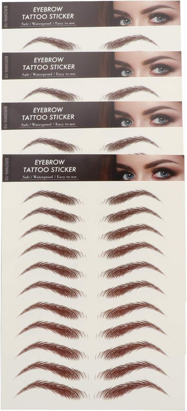 Minkissy 4 Sheets Eyebrow Sticker 6D Tattoo Eyebrows Hair-Like ...