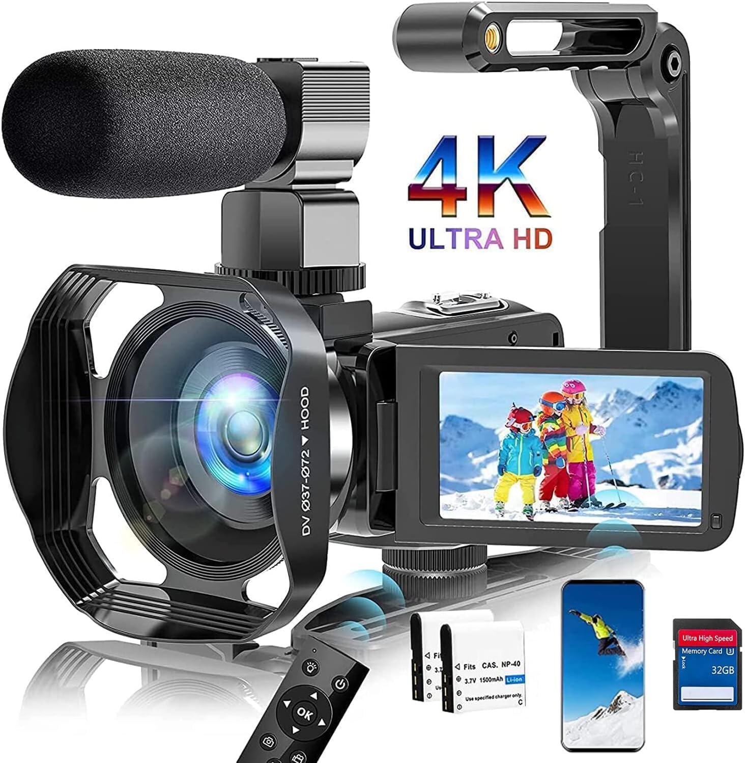 Caméscope 4K Caméra vidéo 60FPS 48MP WiFi Zoom Numérique 18X,Webcam à ...
