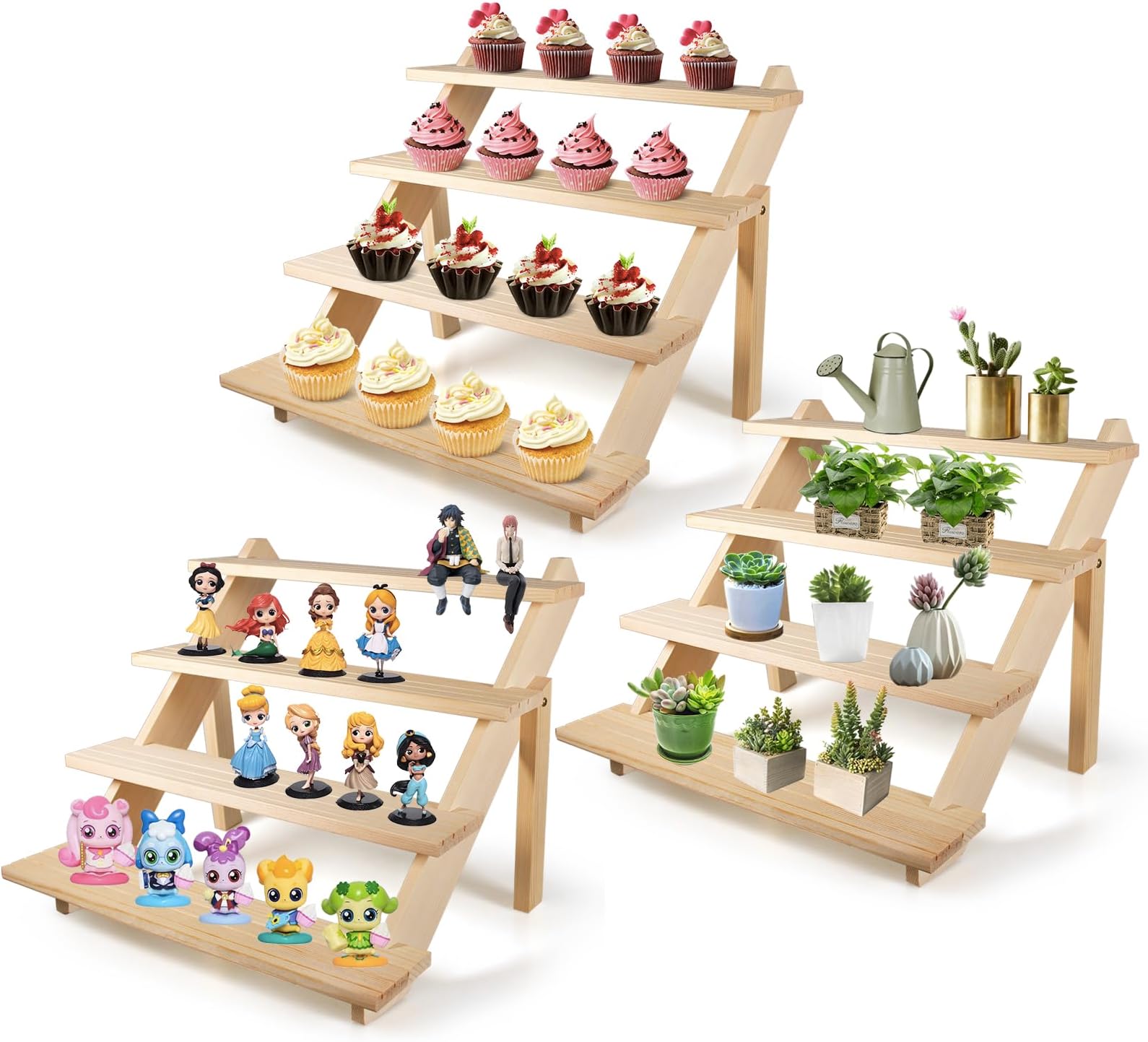 Amazon.com: TOUNALKER 3PCS Wooden Cupcake Dispaly Stands, 5 Tiered ...