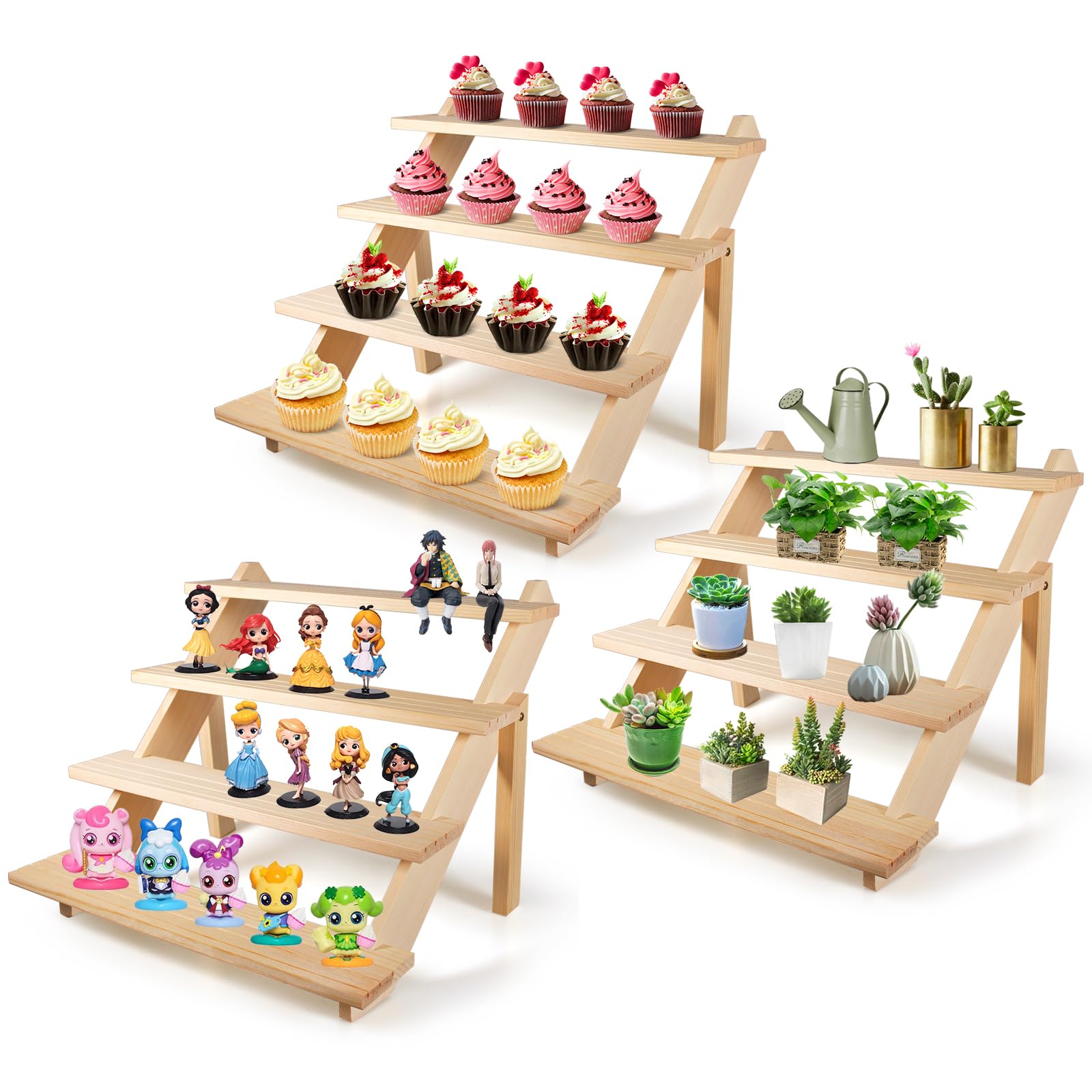 Amazon.com: TOUNALKER 3PCS Wooden Cupcake Dispaly Stands, 5 Tiered ...