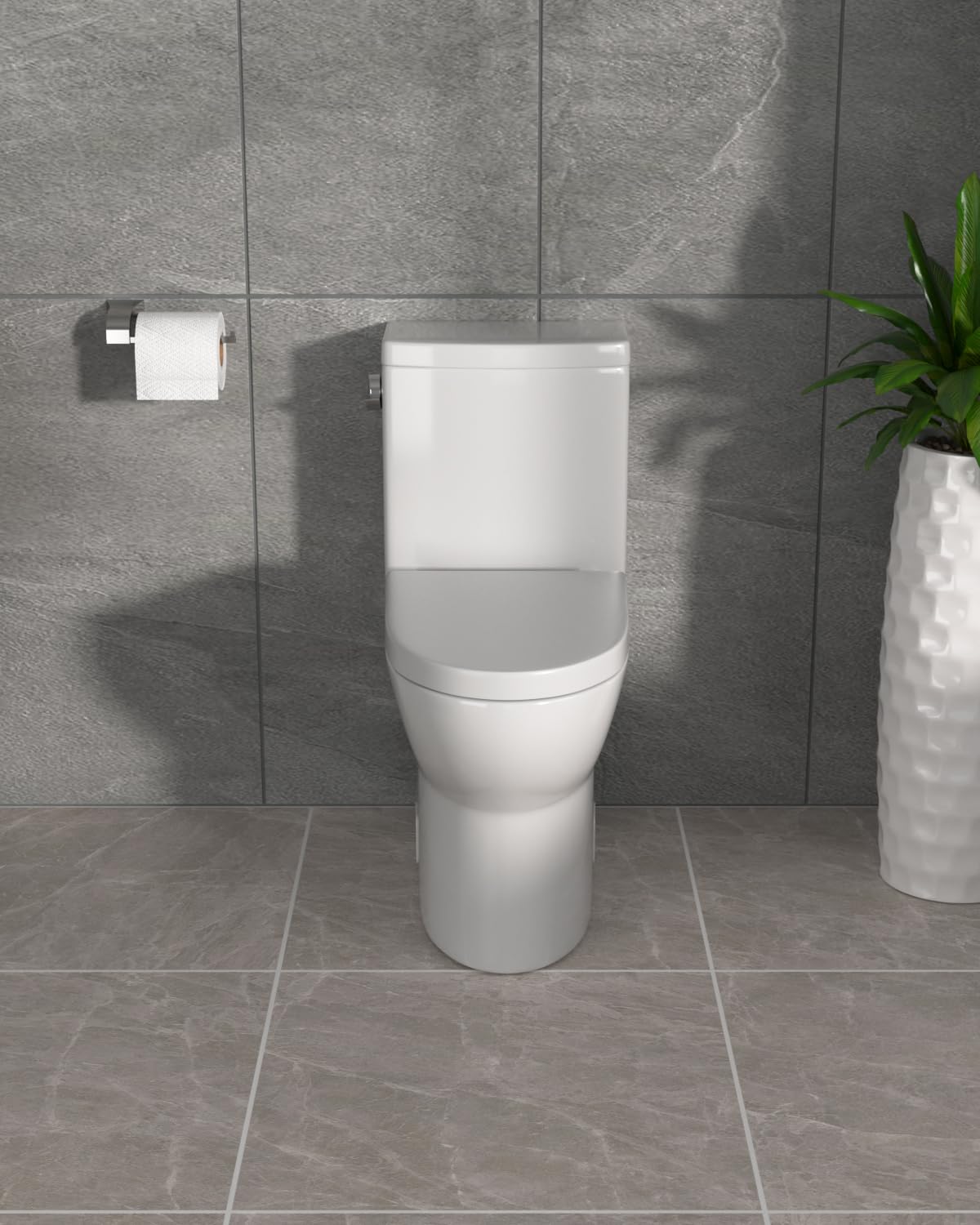 Dcolora One-Piece Toilet Cyclone Flush Dual Flush 1.1/1.6 GPF Comfort ...