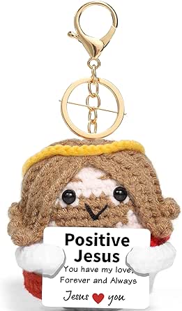 Amazon.com: YMNLSASR Handmade Crochet Mini Jesus keychain, Positive ...