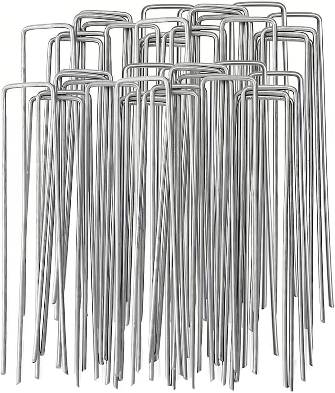 GardenPrime 100 pack Garden Securing Pegs, U-Shaped Ground Stakes Metal ...