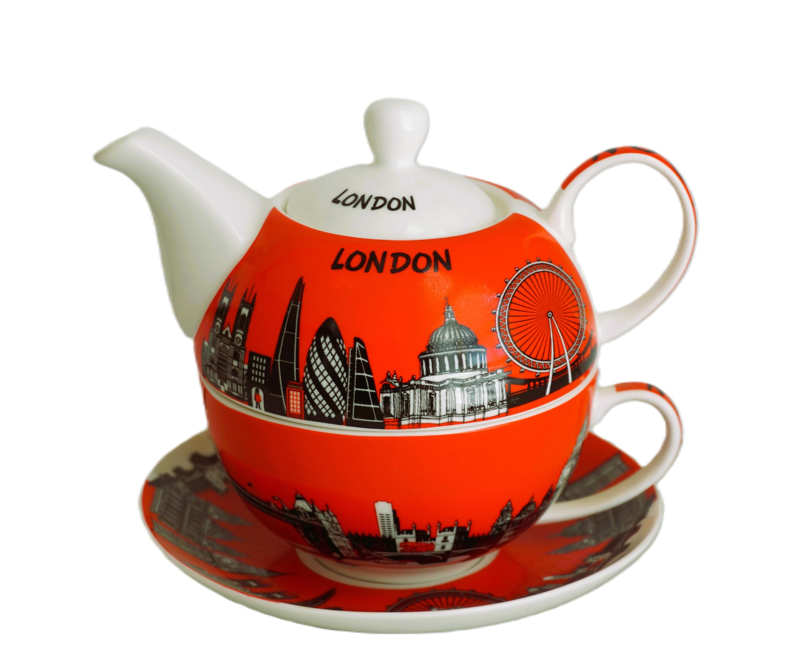 Iconic London Themed Tea Set for One, Teapot Tea Cup and Saucer Serving ...