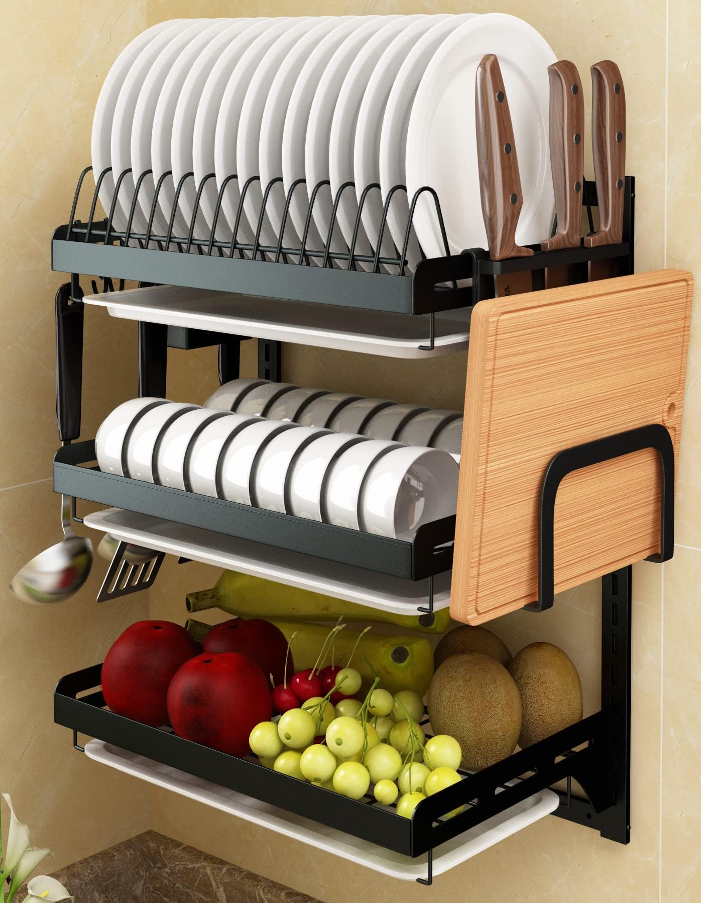 Amazon.com - Dish rack Stainless Steel Drain Rack Kitchen Rack Wall ...