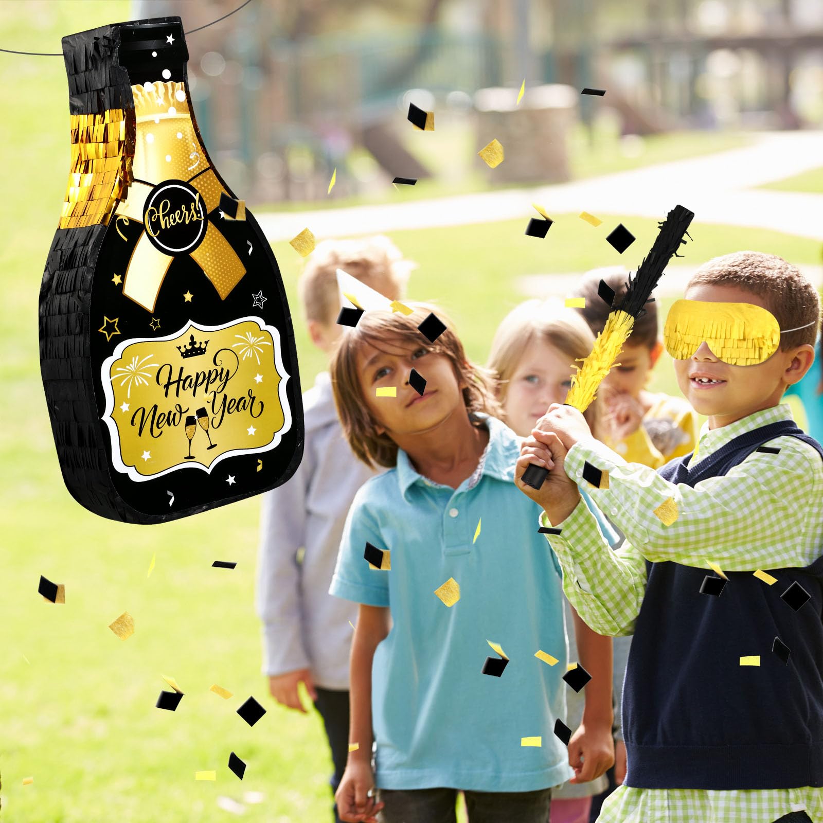 Capoda Happy New Year Champagne Pinata Set 16 x 8.3 x 3 Inches Small ...
