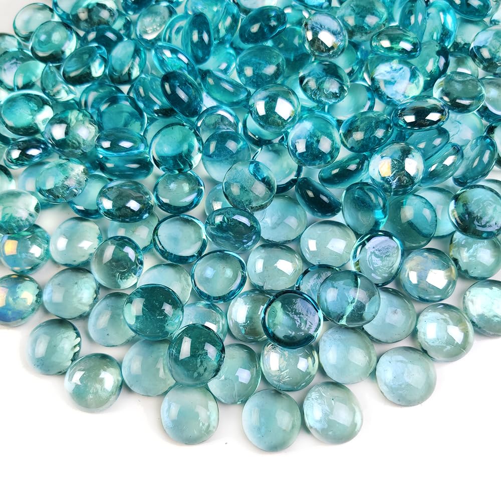 Amazon.com: HappyFiller Aqua Blue Glass Gems Flat Marbles for Vase ...