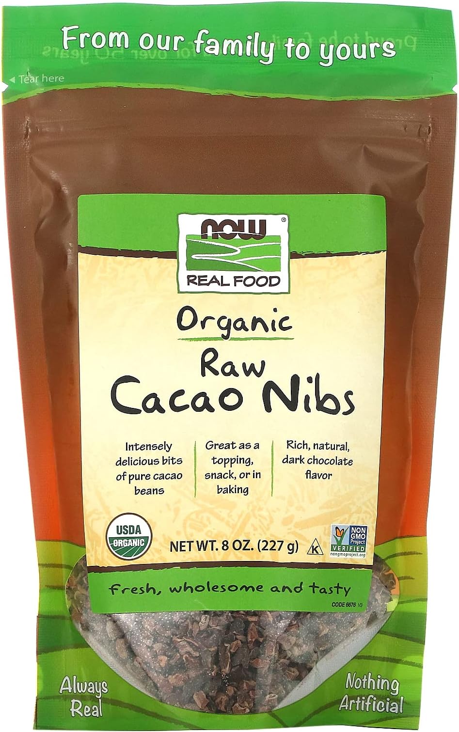 Amazon.com: NOW Foods, Organic Raw Cacao Nibs, Rich, Pure Cacao Bean ...