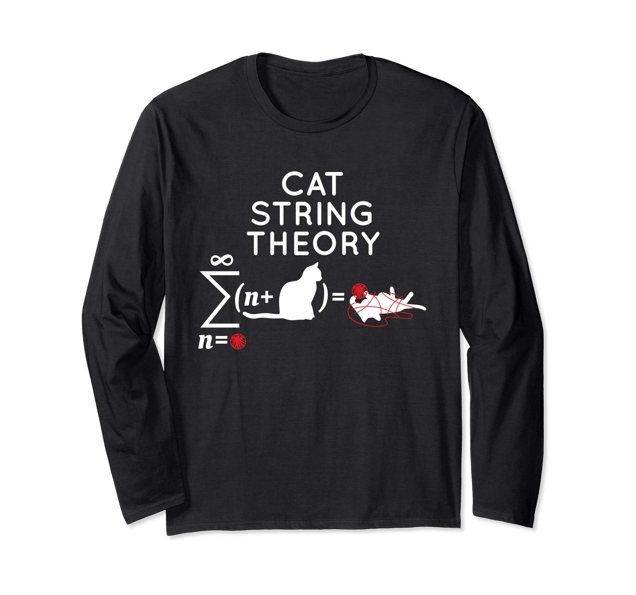 Amazon.com: Cat String Theory Sarcastic Science Humor Funny Long Sleeve ...