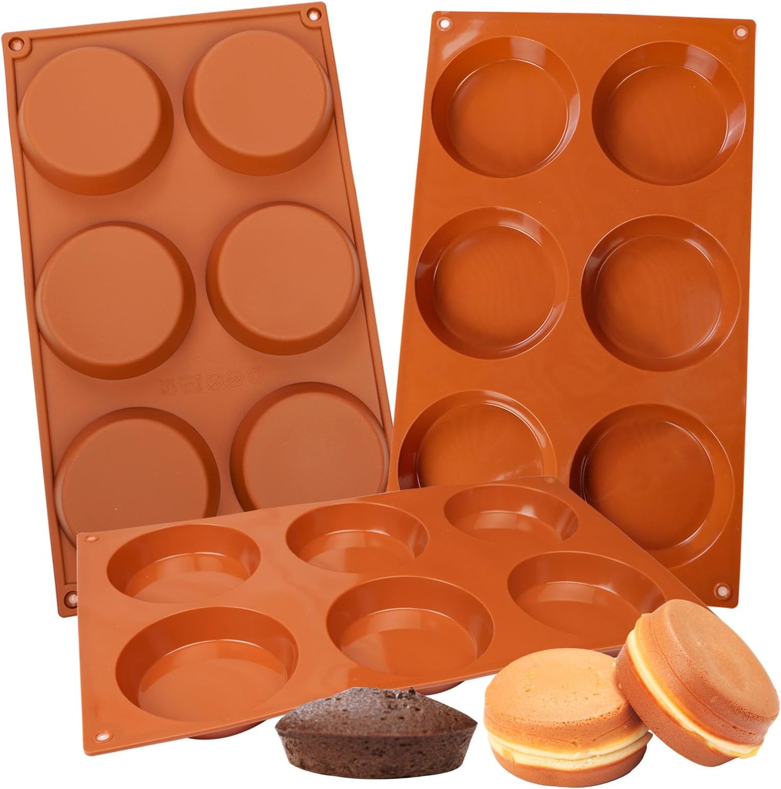 Amazon.com: Elesinsoz 3 Pack Silicon Muffin Top Pan, 6-Cavity Non-Stick ...
