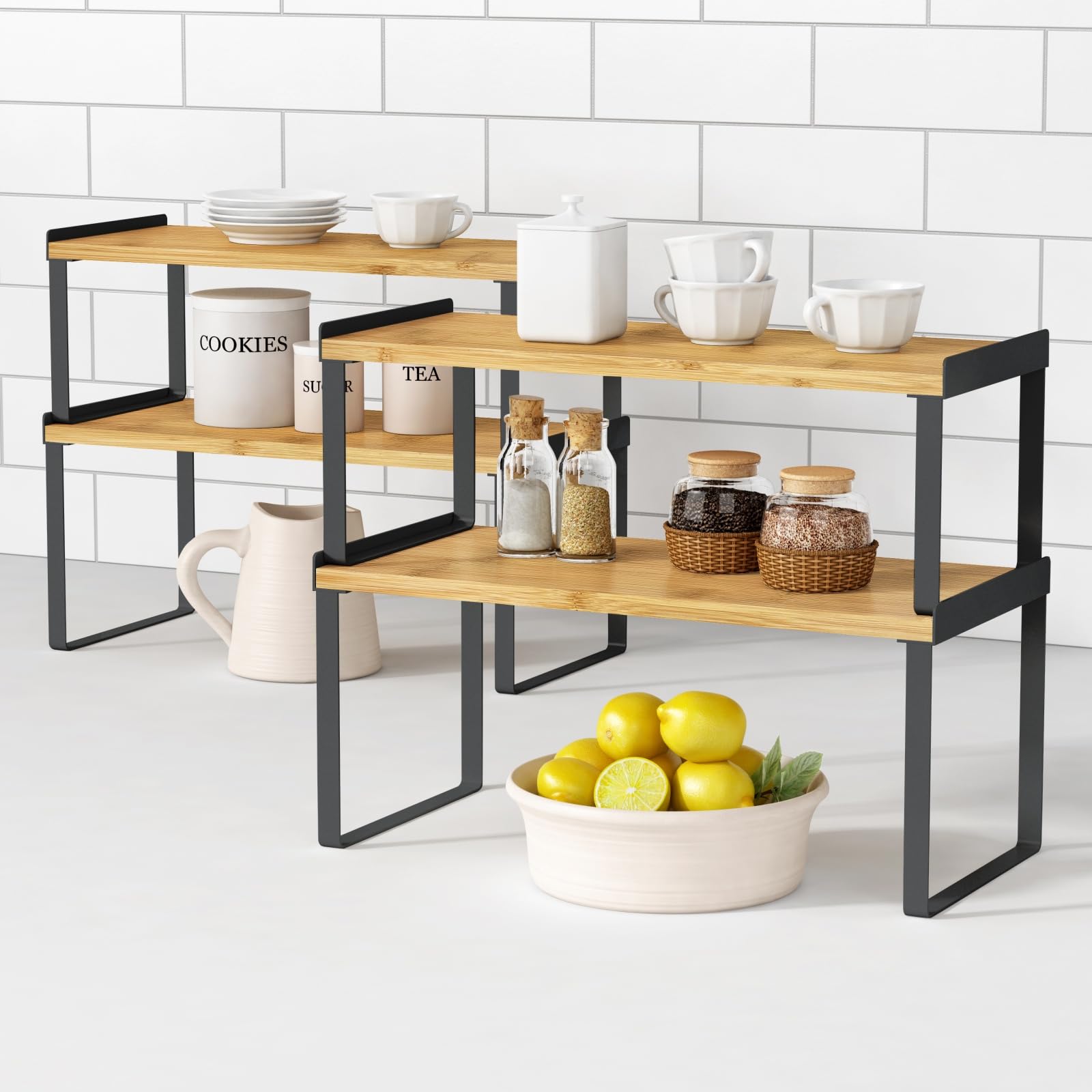 Amazon.com - Goozii Large Kitchen Cabinet Shelf Organizer Set of 4 ...