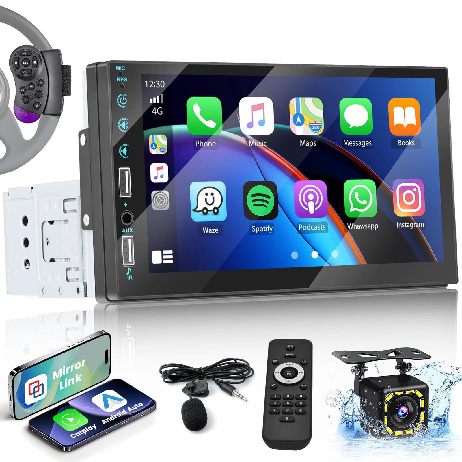 Amazon.com: Hikity 7 Inch Car Stereo Single Din Carplay Android Auto ...