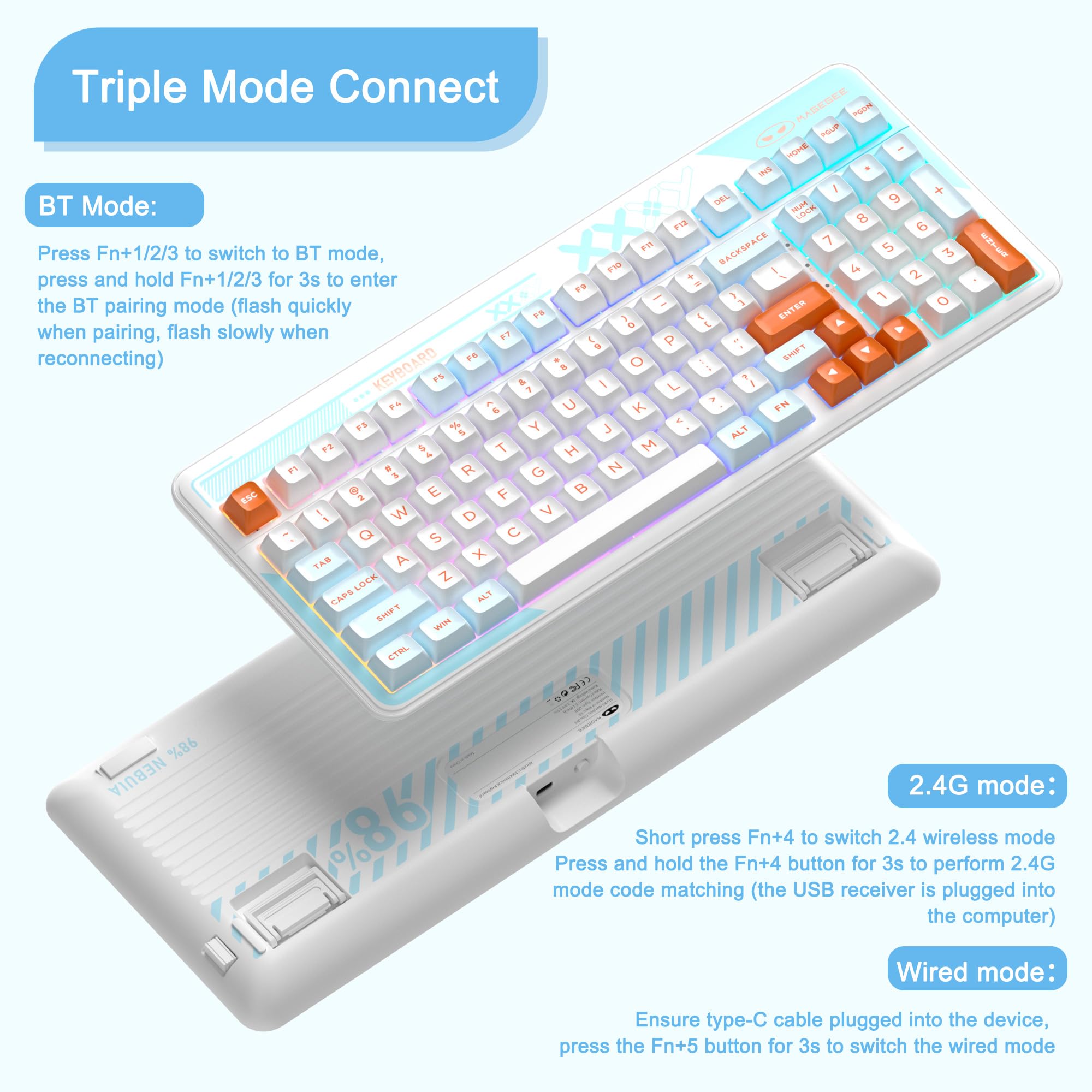 Snapklik.com : MageGee Creamy Mechanical Keyboard Cloud98 RGB Backlight ...
