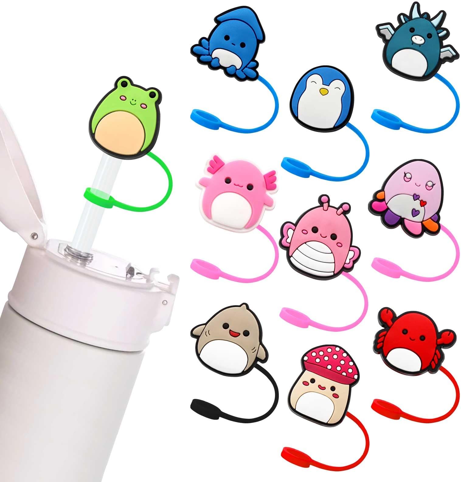 Amazon.com: Straw Cover Cap for Cup 10mm Silicone Straw Topper ...