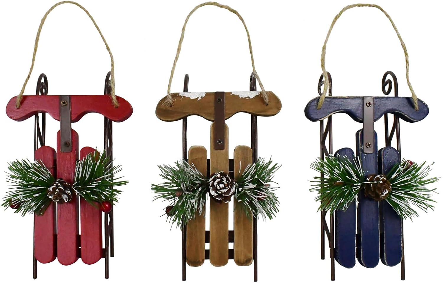 Amazon.com: Morning View Christmas Sled Decoration Wooden Santa Sleigh ...