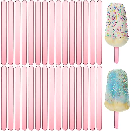 Amazon.com: Acrylic Cakesicle Sticks 40 Pcs Reusable Mirror Ice Cream ...