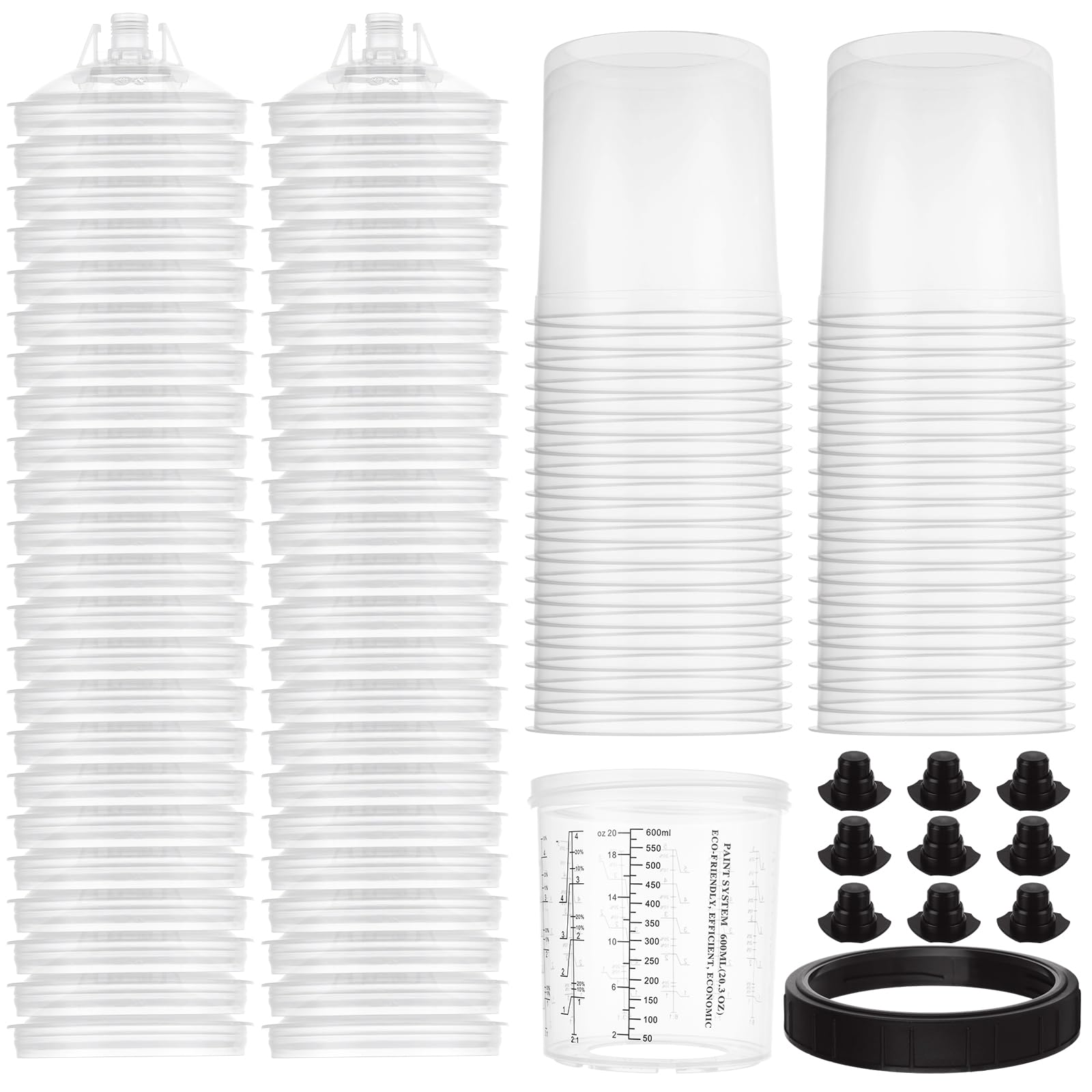 50 Pack Disposable Paint Sprayer Gun Cup Liners and Lid System for ...