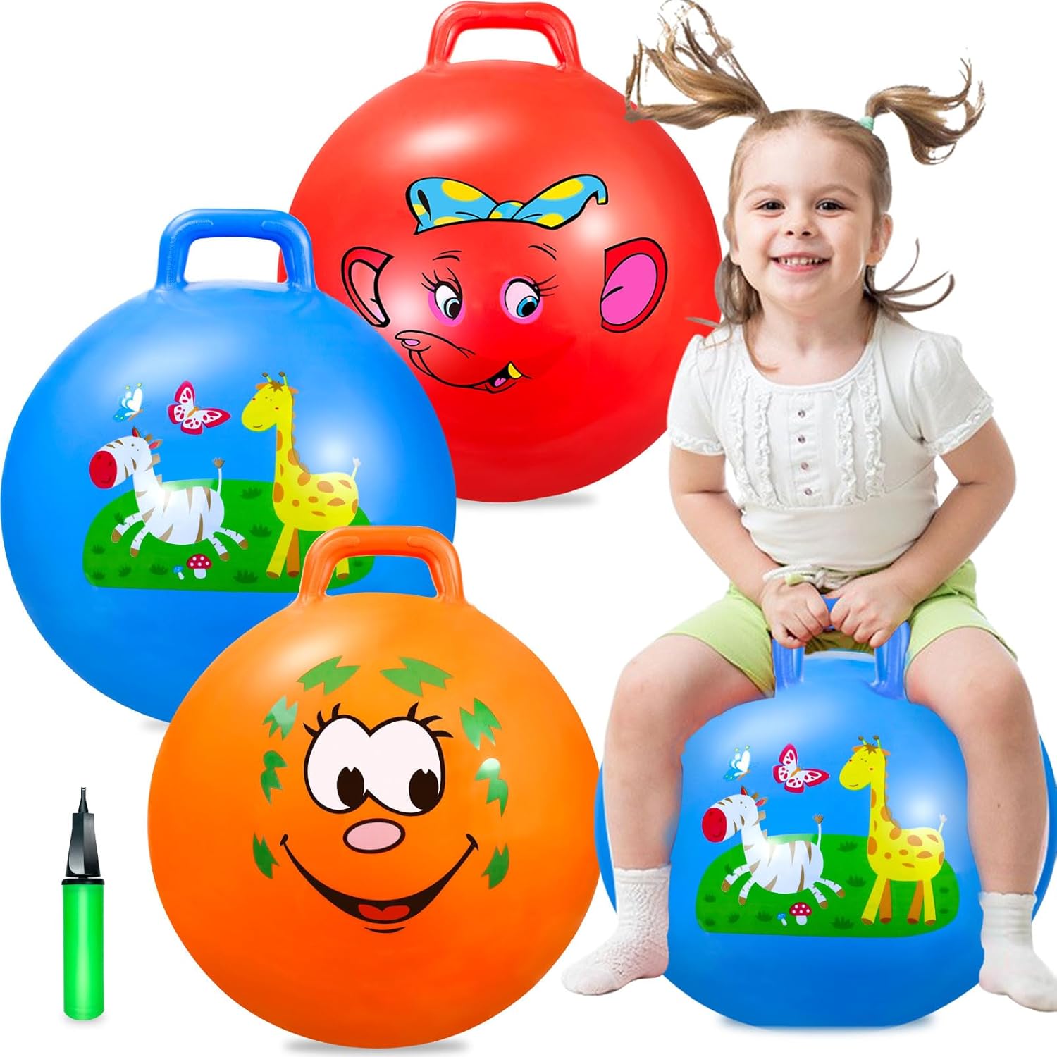 Amazon.com: Bouncy Balls with Handle for Kids, Ride On Toys Balls for ...
