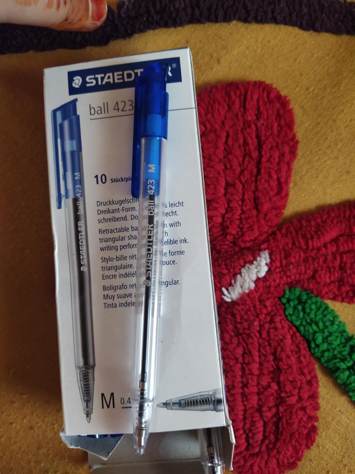 Staedtler triangular body Ballpoint Pen in Blue colour pack of 10 nos ...