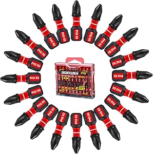 Amazon.com: Geinxurn Impact Tough 1 in. #2 Phillips Insert Driver Bits,20 Pack Magnetic S2 Steel ...