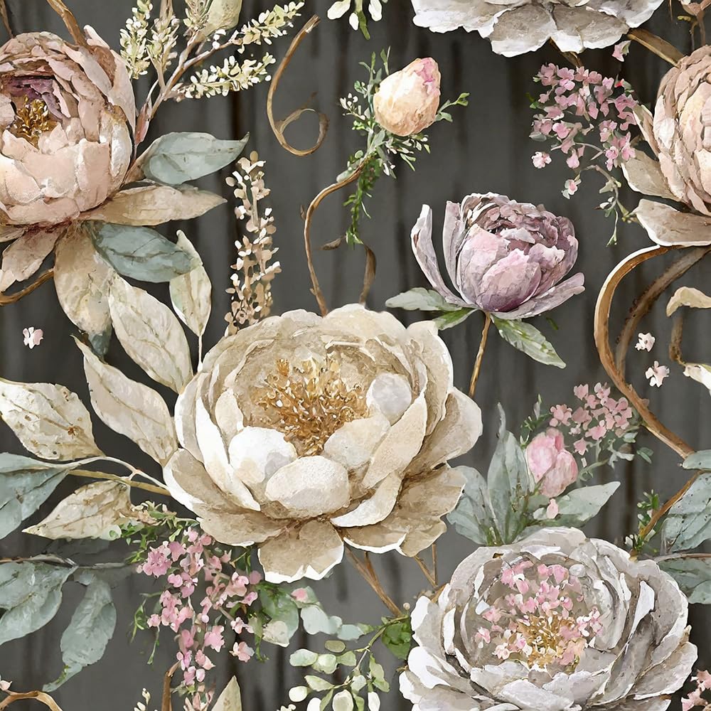 REDAMANCY Luxurious Boho Golden Glitter Peony Flower Baroque Peel and ...
