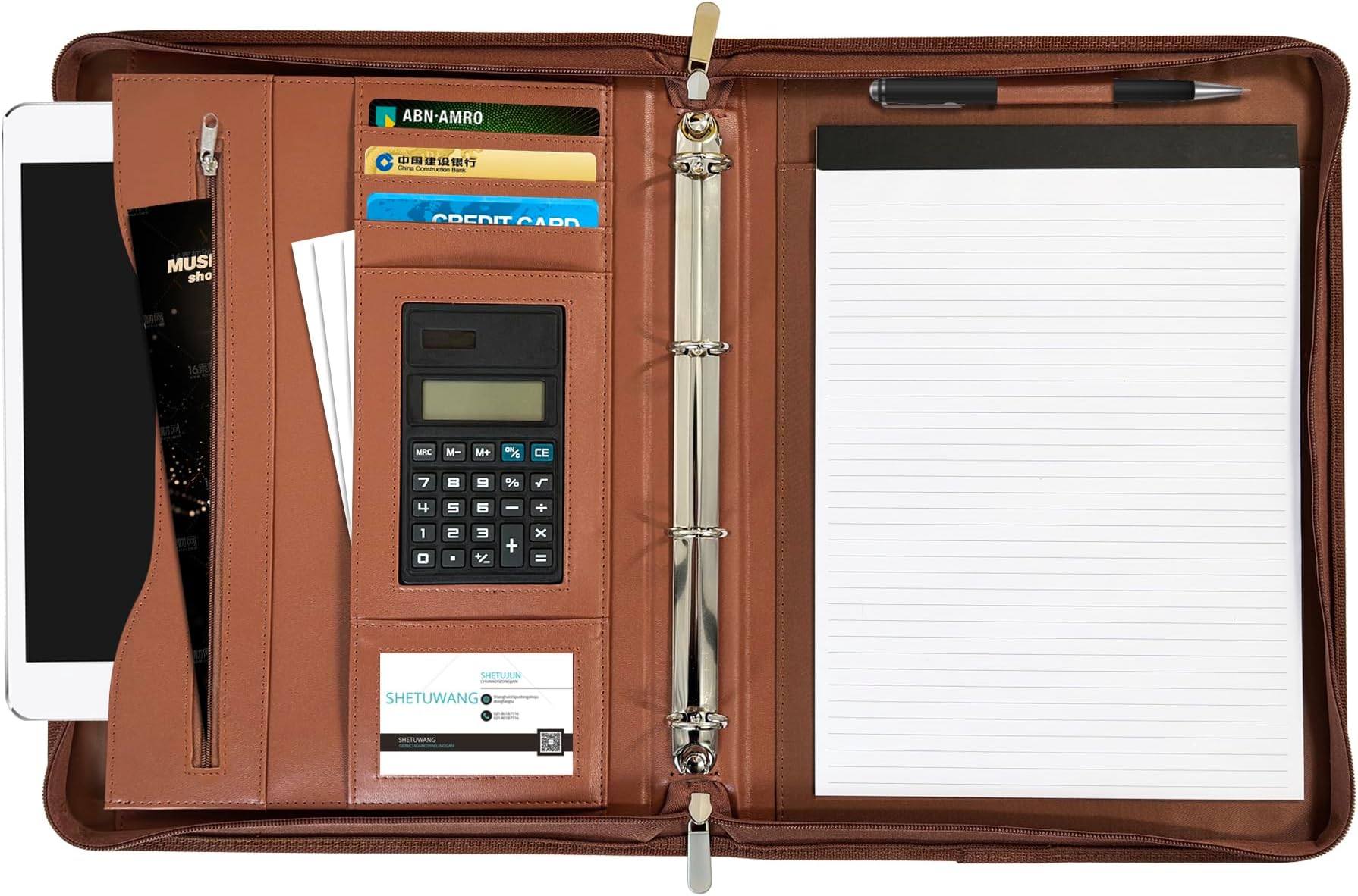 Amazon.com : Portfolios Portfolio Organizer 4-Ring Binder Leather ...