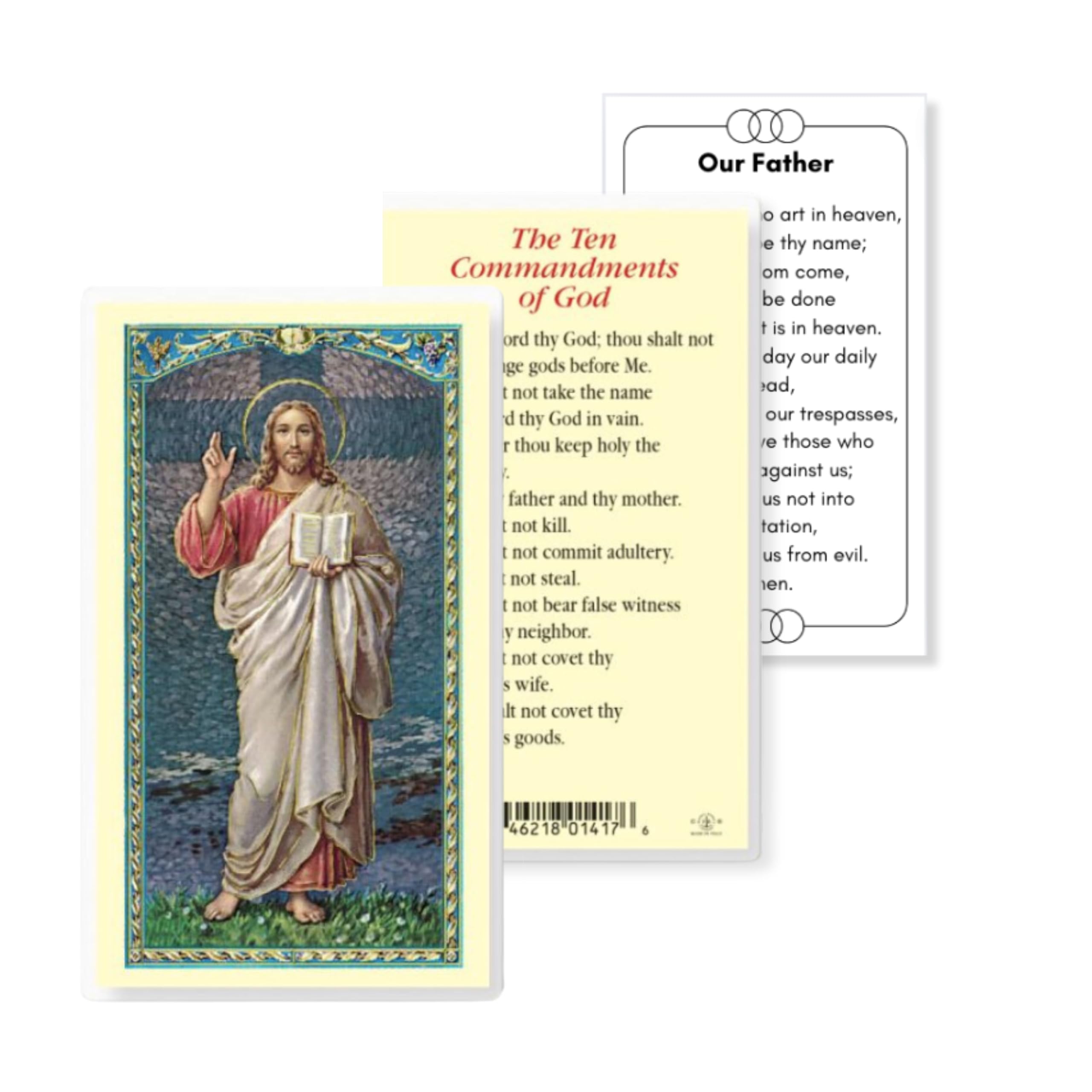 Amazon.com: Holy Lines Ten Commandments Laminated Prayer Card with Our ...