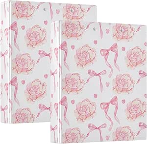 Amazon.com : KICPOAY Flower Ribbons Bows Pink 1.5 Inch Binders 3 Ring ...