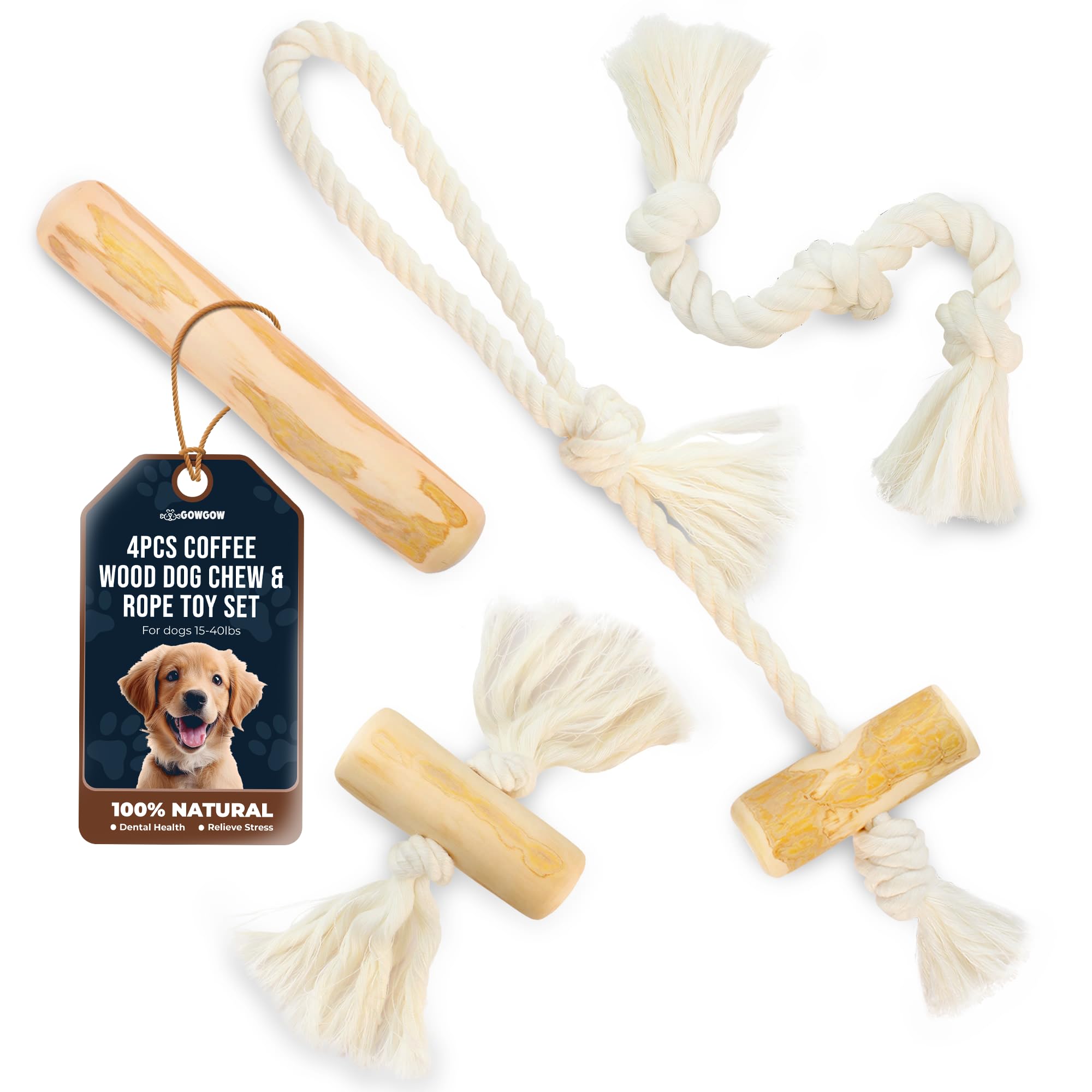 Pet Supplies : GOWGOW 4 Pack Real Coffee Wood Stick for Dogs 15-40 lbs ...