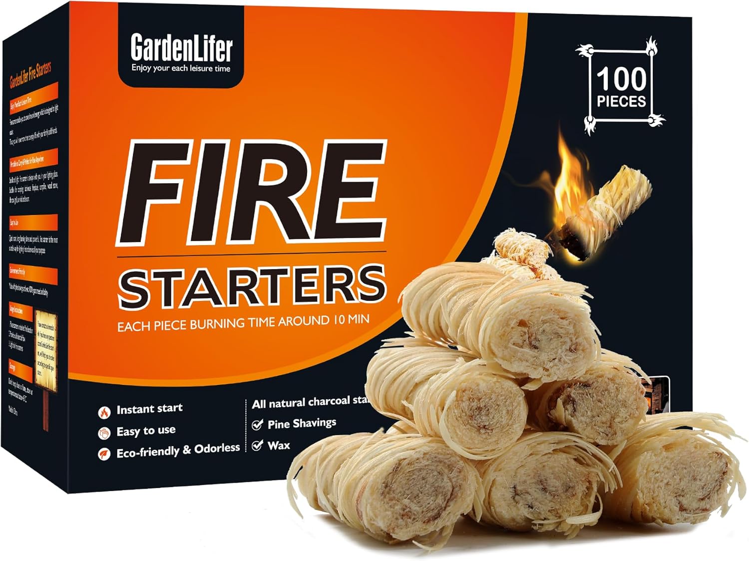 Amazon.com : GardenLifer Fire Starter Sticks 100 PCS Charcoal Starter ...