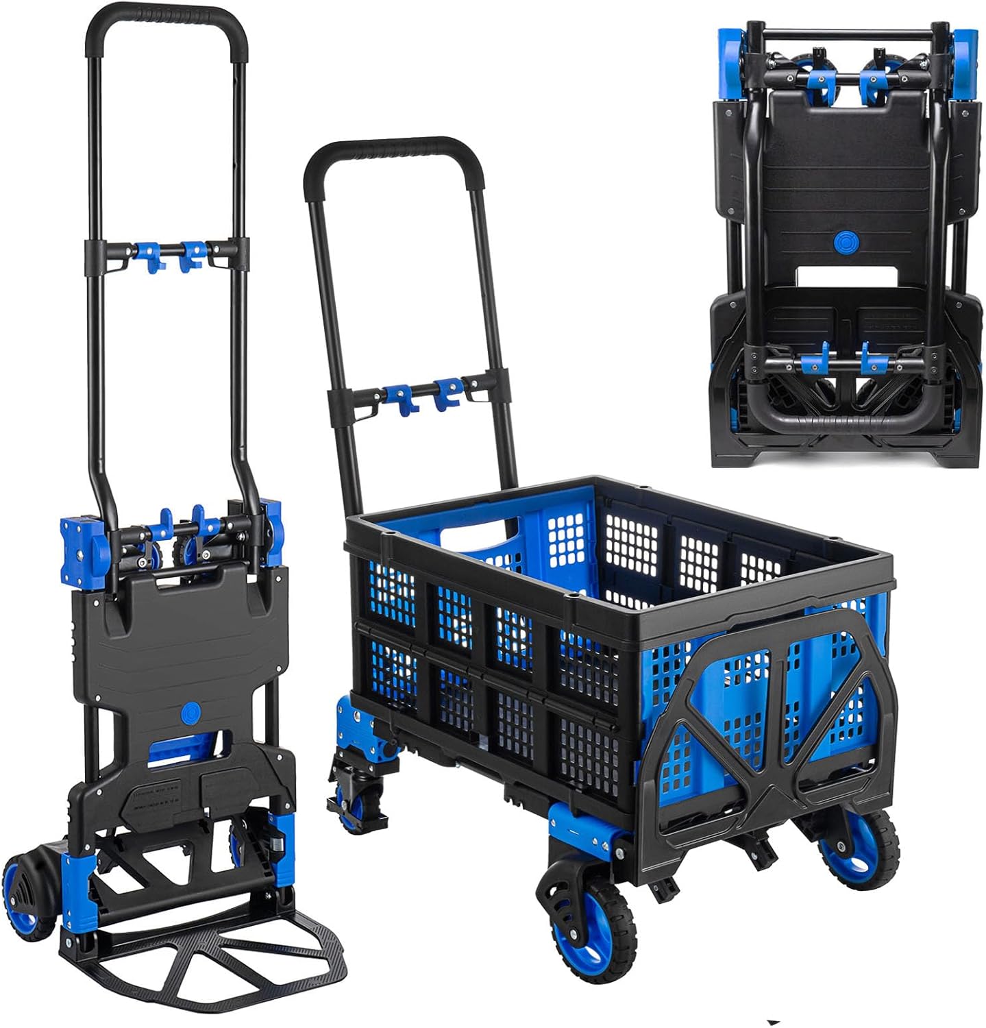 Amazon.com: HTWAVE 2-in-1 Hand Truck Dolly with Folding Basket, 330lbs ...