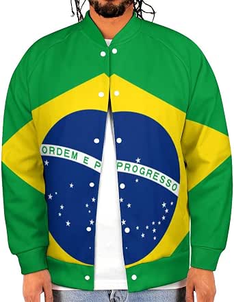 Amazon.com: Flag of Brazil Varsity Jacket Causal Men And Women Baseball ...
