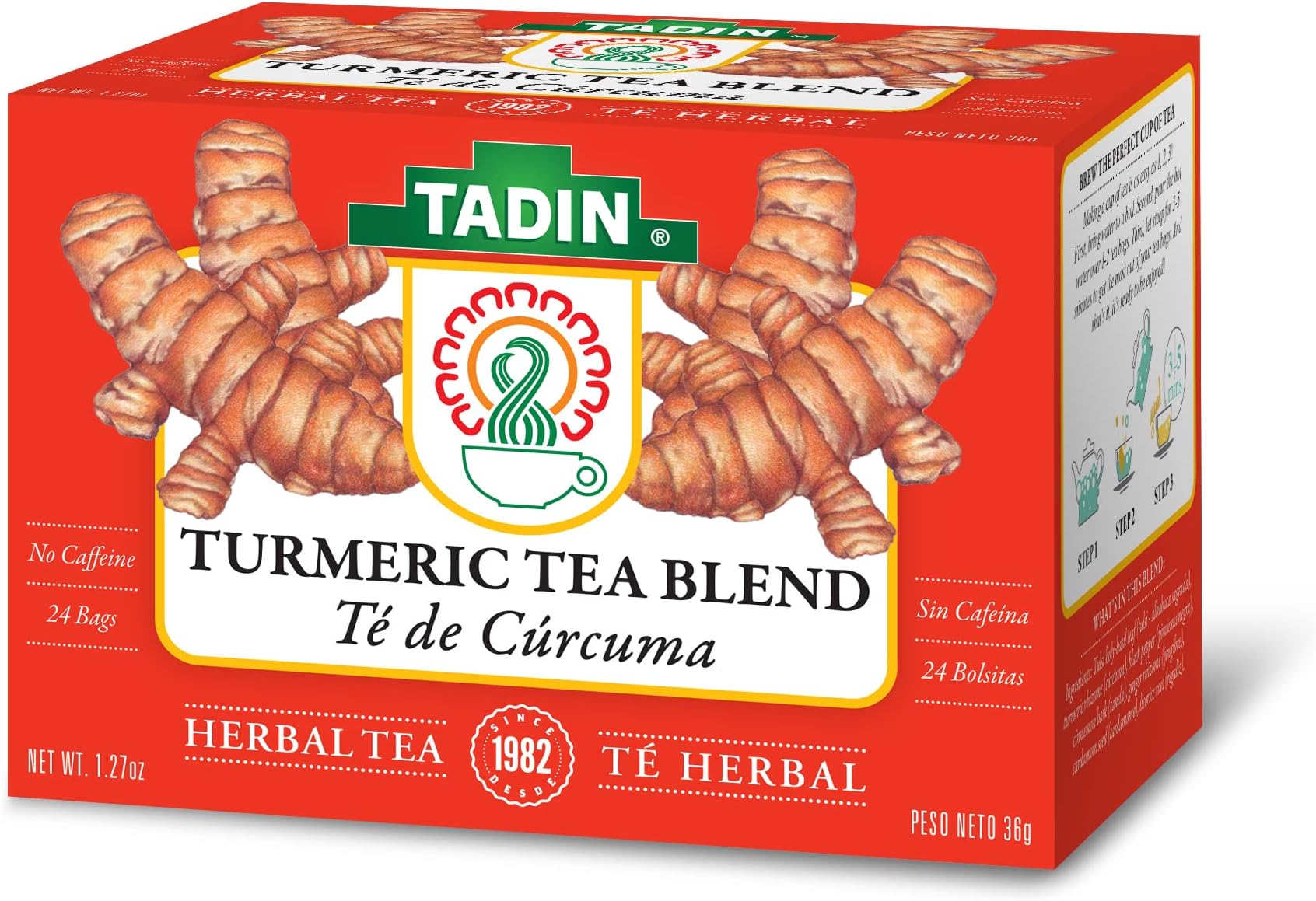 Amazon.com : Tadin Organic Turmeric Ginger Herbal Tea. Caffeine Free ...