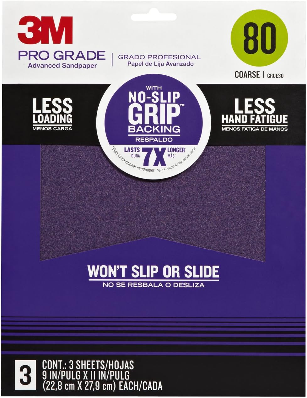 3M 26180CP-5-CC 180-Grit Pro Grade Sandpaper - Sandpaper Sheets ...