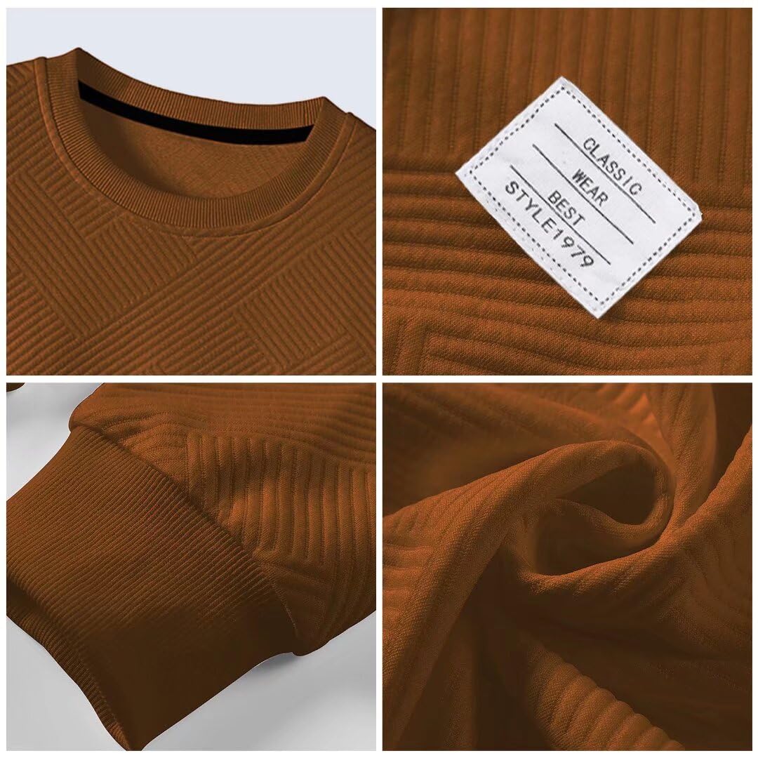 Dokotoo Men Mens Solid Color Crewneck Sweatshirt Lightweight Geometric ...