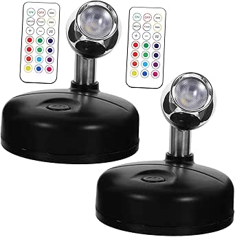 2 Pack Wireless LED Spotlights with Remote Control, Color Changing RGB ...