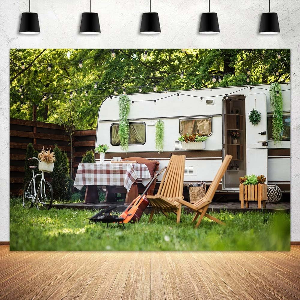 Amazon.com : 10 x 8 ft Spring camping Background Sun Forest Camping ...