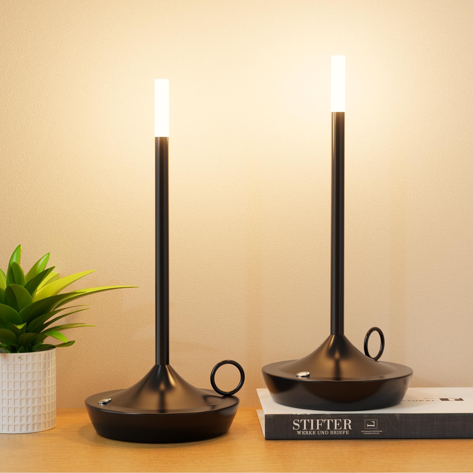 Hyuduo Cordless Table Lamp - Innovative Candle Shape, Rechargeable LED ...