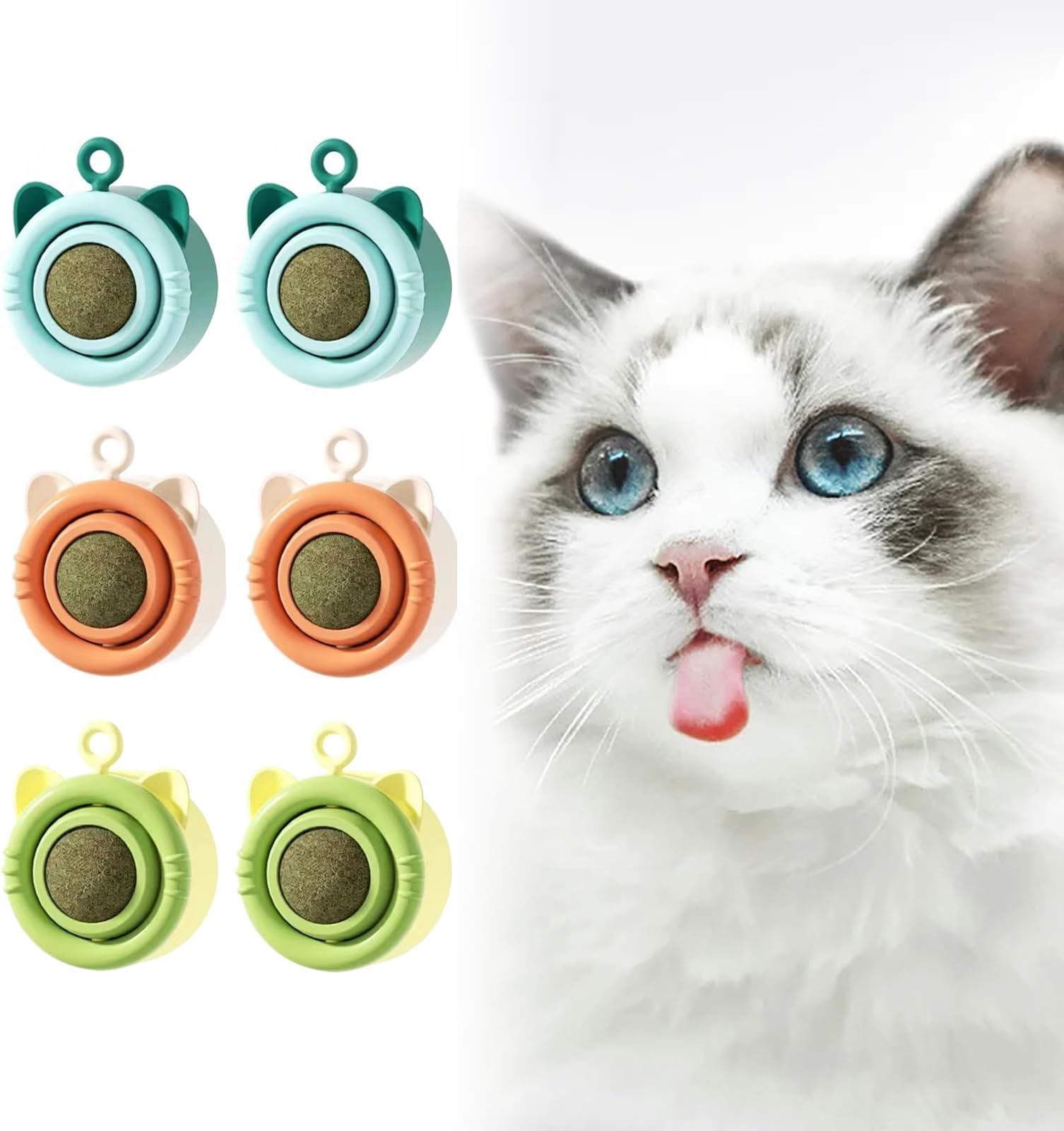 Amazon.com : Crmanedy Catnip Balls, Interactive Cat Toys, 360° Rotating Catnip Treats with ...