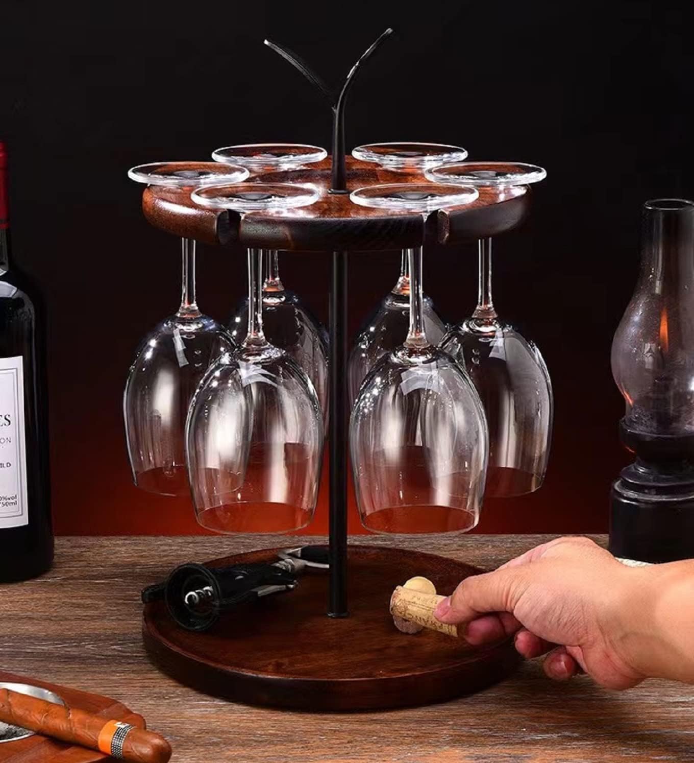 6-Hook Metal Wine Glass Holder Countertop Stemware Rack Tabletop ...