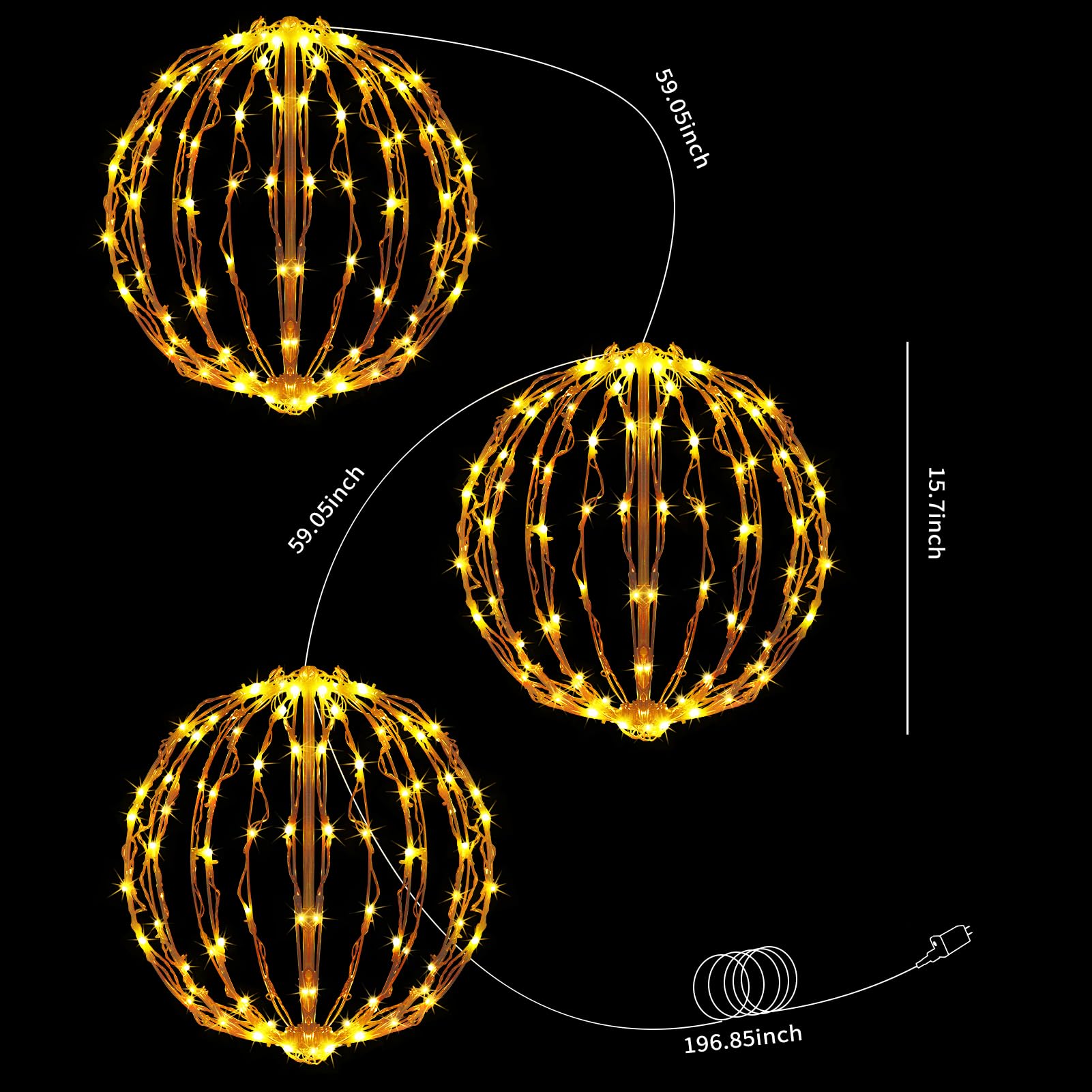 COVBOARD 16" Christmas LED Light Globe (3 Pack) with Multiple Auto ...