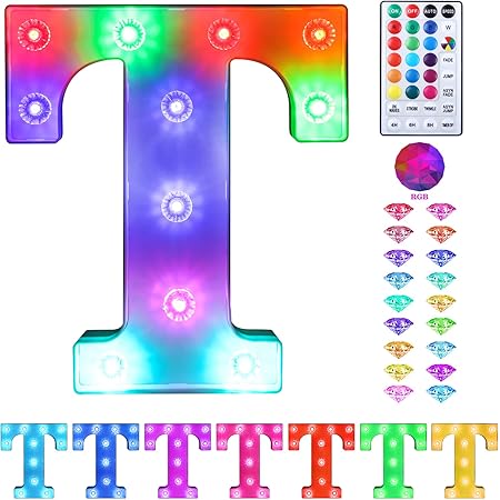 Pooqla Colorful LED Marquee Letter Lights with Remote – Light Up ...