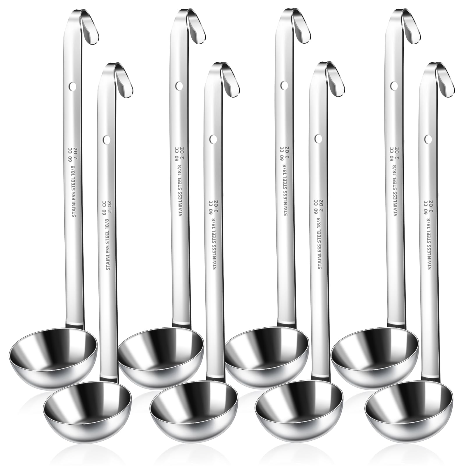 Amazon.com: 8pcs Stainless Steel Ladle 2 Oz Small Soup Ladle Metal ...