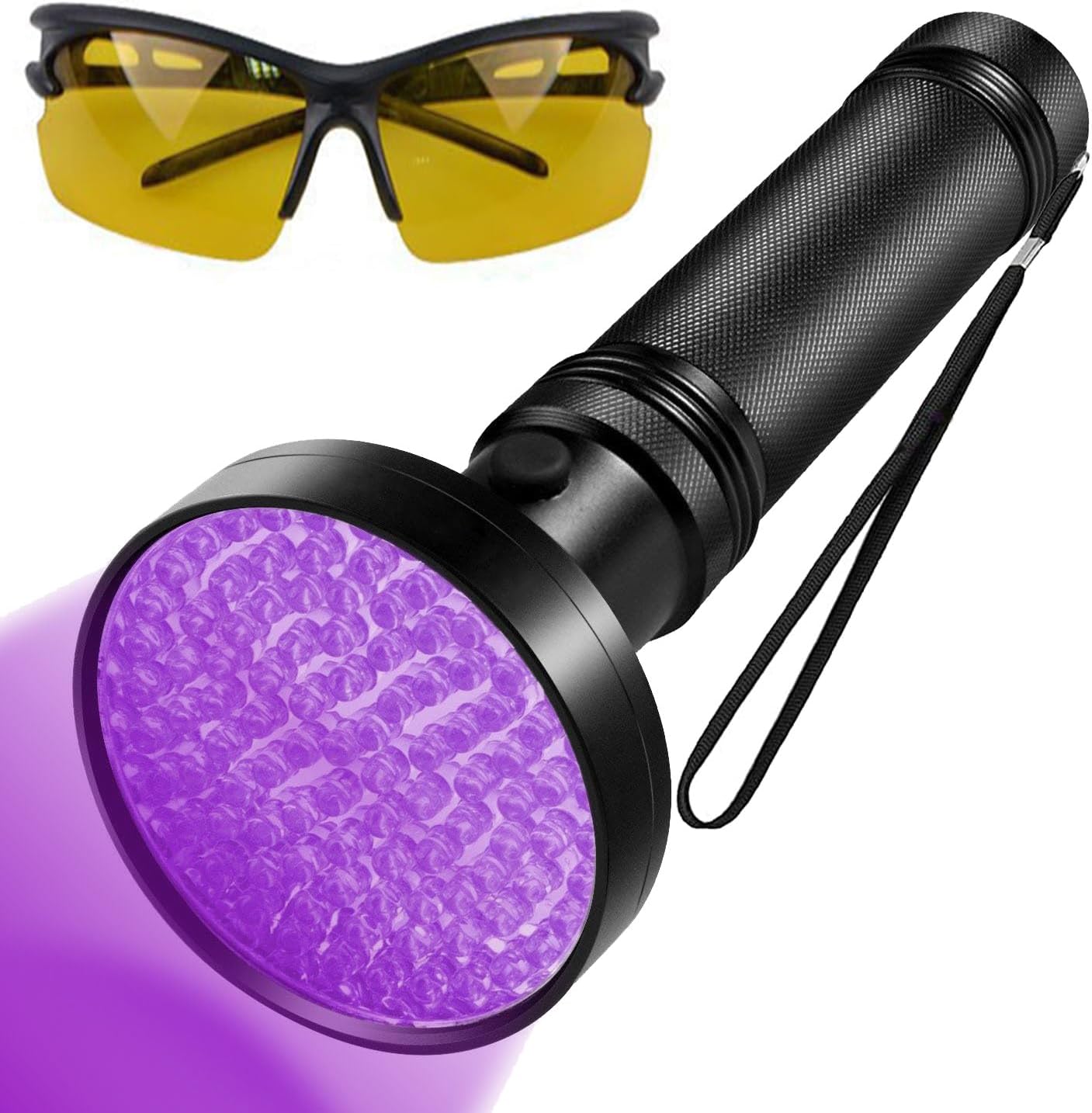 UV Flashlight 100 LEDs,UV Light Torch Lamp 395nm Ultraviolet Blacklight ...