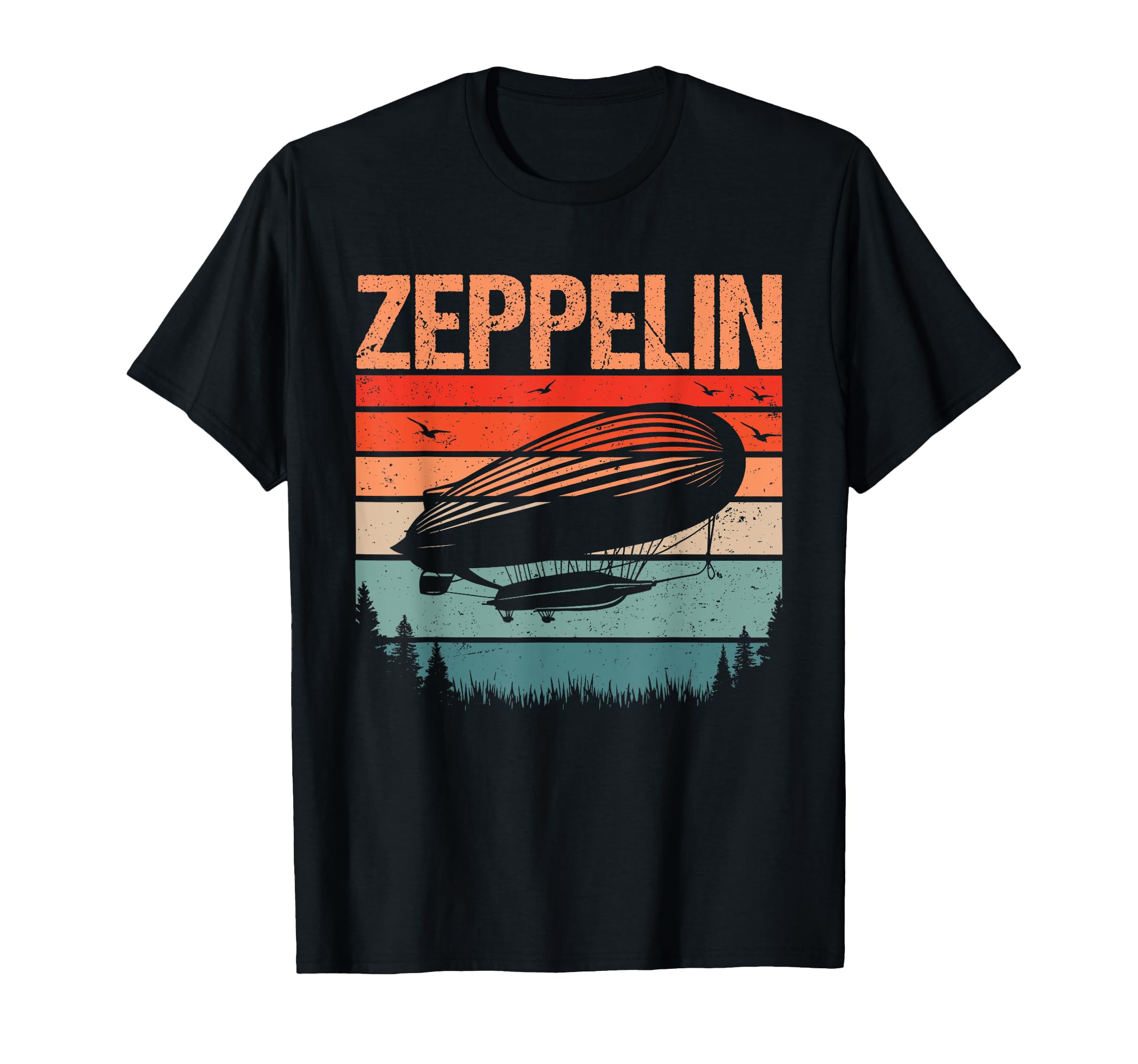 Amazon.com: Retro Sunset Vintage Zeppelin 70s 80s Dirigible Airship T ...