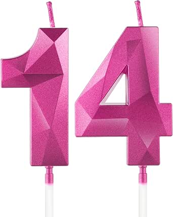 Amazon.com: Number 14 Candles,14th Birthday Candles,Rose Happy Birthday ...