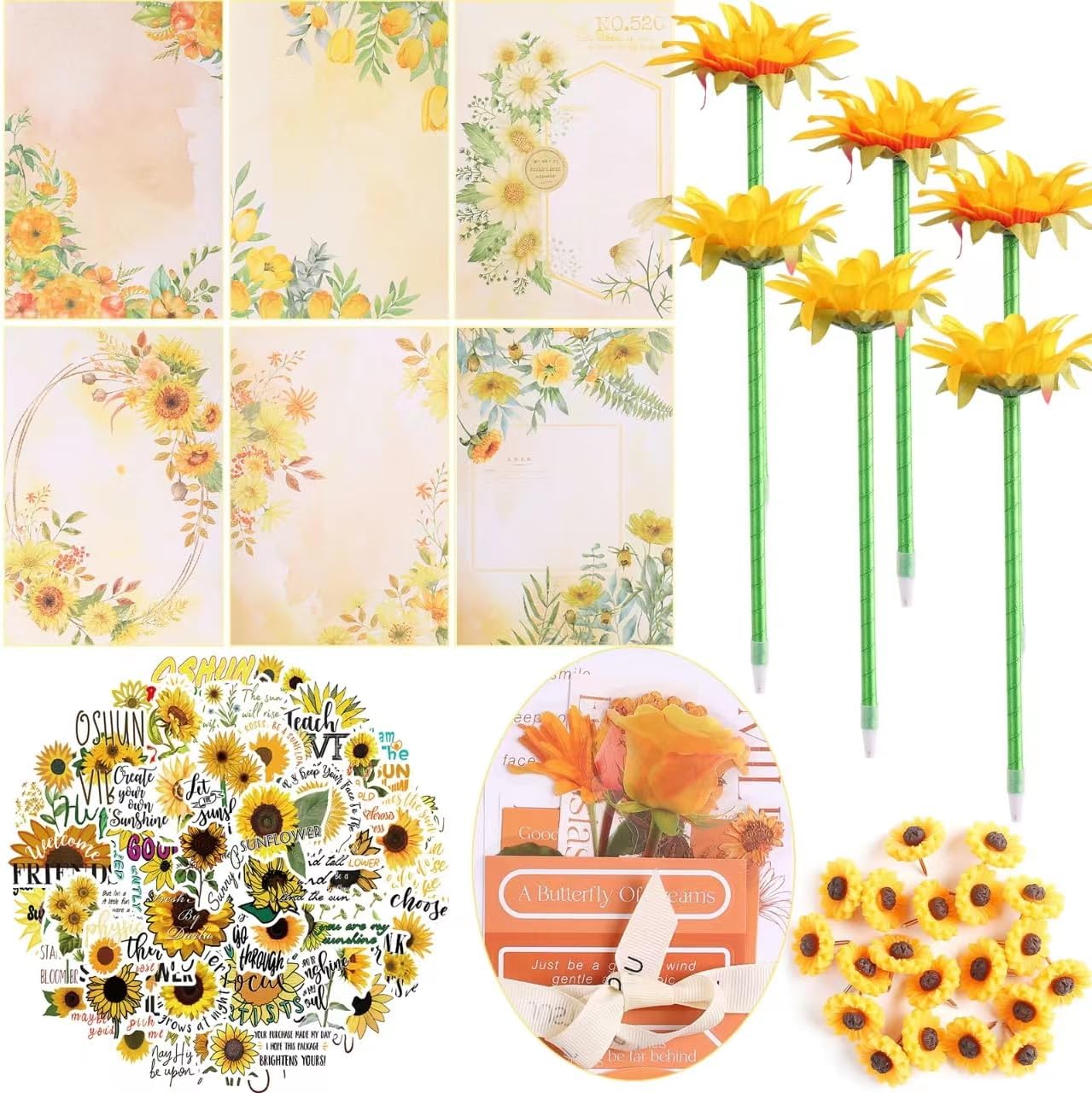 Amazon.com: 100 Pieces Sunflower Theme Office Supplies Include 50 ...